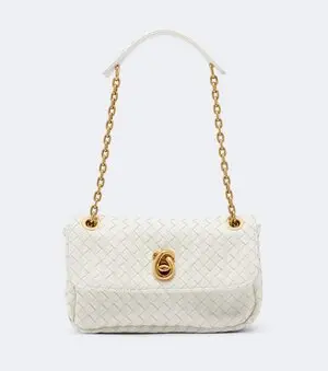 Bottega Veneta Bottega Veneta Madison Intrecciato Leather Shoulder Bag White