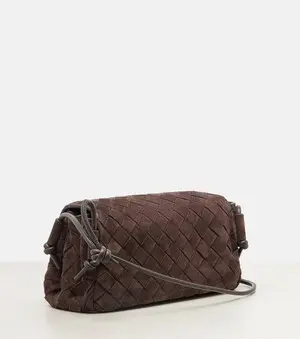Bottega Veneta Notturno Intrecciato Suede Crossbody Bag - Brown