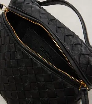 Bottega Veneta Intrecciato Leather Crossbody Bag - Black
