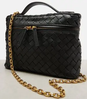 Bottega Veneta Intrecciato Leather Crossbody Bag - Black