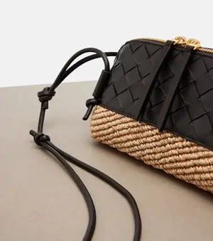 Bottega Veneta Concert Leather And Raffia Shoulder Bag