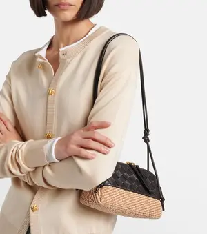 Bottega Veneta Concert Leather And Raffia Shoulder Bag