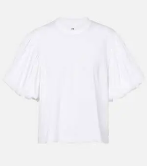 Noir Kei Ninomiya Puff Sleeve Cotton T-shirt - White