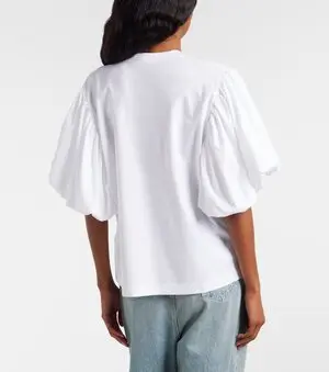 Noir Kei Ninomiya Puff Sleeve Cotton T-shirt - White