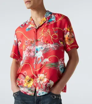 Gucci Floral Silk Twill Bowling Shirt - Red