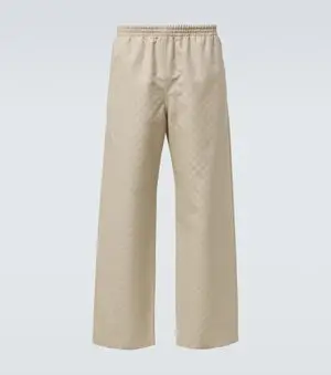 Gucci Gg Cotton Canvas Straight Leg Pants - Beige