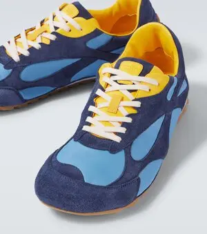 Bottega Veneta Orbit Flash Suede-trimmed Sneakers - Blue