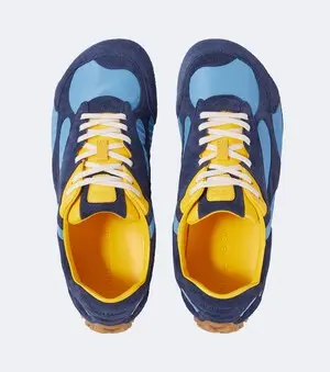 Bottega Veneta Orbit Flash Suede-trimmed Sneakers - Blue