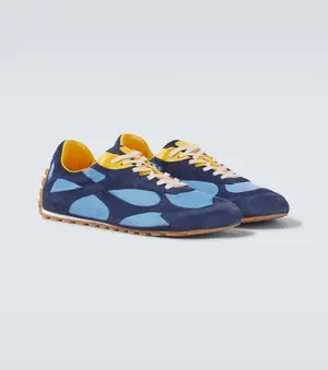 Bottega Veneta Orbit Flash Suede-trimmed Sneakers - Blue