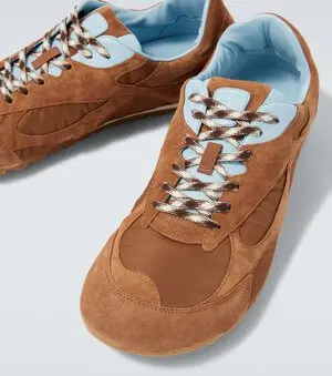 Bottega Veneta Orbit Flash Suede-trimmed Sneakers - Brown