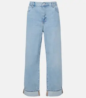FRAME The Hang Cuff Straight Jeans - Blue