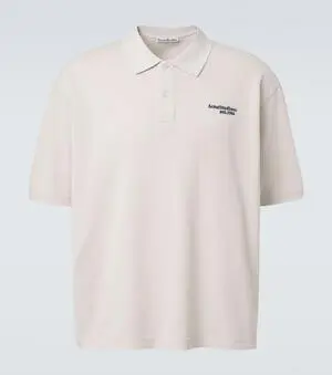 Acne Studios Distressed Logo Cotton Polo Shirt White