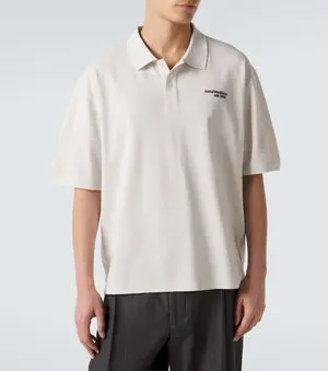 Acne Studios Distressed Logo Cotton Polo Shirt - White
