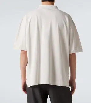 Acne Studios Distressed Logo Cotton Polo Shirt - White