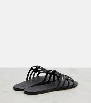 Loewe Anagram Leather Slides - Black