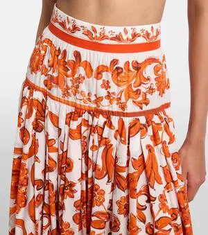 Dolce & Gabbana Majolica Cotton Poplin Maxi Skirt