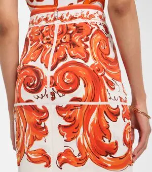 Dolce & Gabbana Majolica Print Silk Blend Pencil Skirt