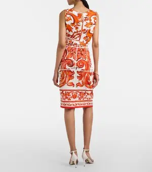 Dolce & Gabbana Majolica Print Silk Blend Pencil Skirt