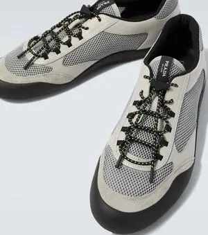 Prada Speedrock Leather-trimmed Sneakers - Grey