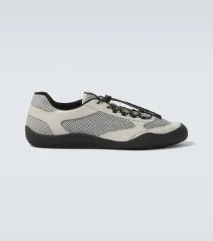 Prada Speedrock Leather-trimmed Sneakers - Grey