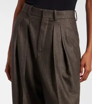 Saint Laurent Herringbone Wool Wide-leg Pants