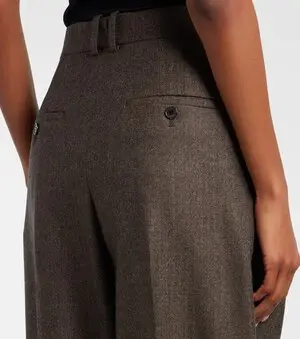 Saint Laurent Herringbone Wool Wide-leg Pants