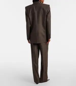Saint Laurent Herringbone Wool Wide-leg Pants