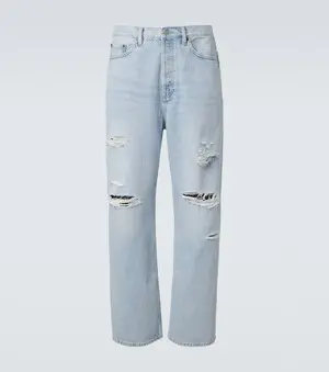 FRAME Baggy Distressed Wide-leg Jeans - Blue