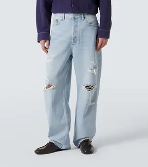 FRAME Baggy Distressed Wide-leg Jeans