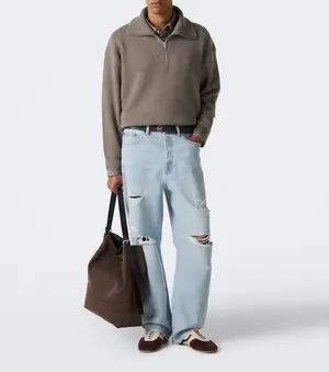 FRAME Baggy Distressed Wide-leg Jeans