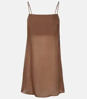 LESET Niko Ramie Minidress - Brown
