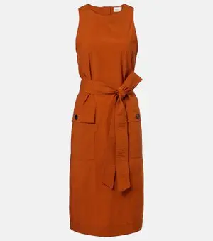Saint Laurent Belted Midi Dress - Orange