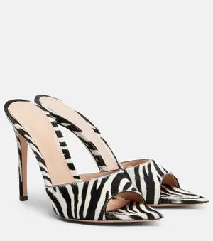 GIANVITO ROSSI Elle Zebra-print Calf Hair Mules
