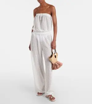 Melissa Odabash Viv Sheer Pointelle Cotton-blend Jumpsuit