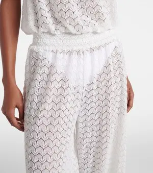 Melissa Odabash Viv Sheer Pointelle Cotton-blend Jumpsuit
