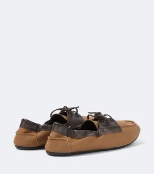 Prada Shuffle Leather-trimmed Canvas Boat Shoes - Brown