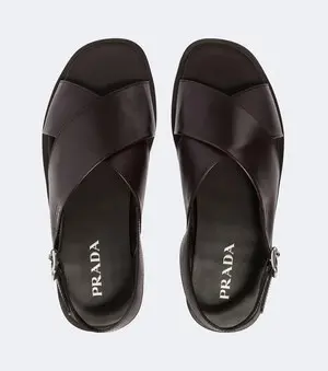 Prada Leather Sandals - Brown