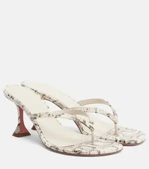 Amina Muaddi Juliette Snake-print Leather Thong Sandals