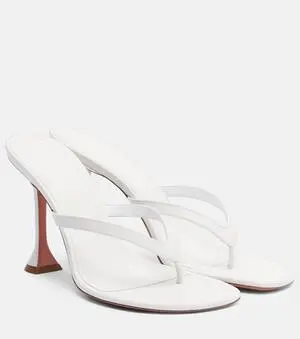 Amina Muaddi Juliette Leather Thong Sandals - White