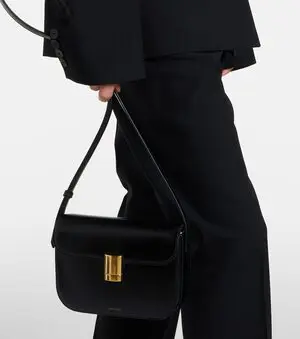 Calvin Klein Tilla Small Leather Shoulder Bag - Black