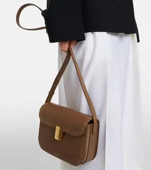 Calvin Klein Tilla Small Leather Shoulder Bag - Brown