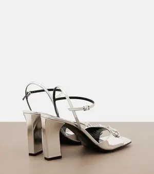 Gucci Signora Horsebit Metallic Leather Sandals - Silver