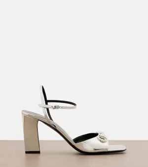 Gucci Signora Horsebit Metallic Leather Sandals - Silver