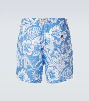 Polo Ralph Lauren Floral Linen Swim Trunks - Blue
