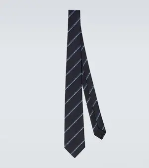 Gucci Horsebit Striped Silk Jacquard Neck Tie - Blue