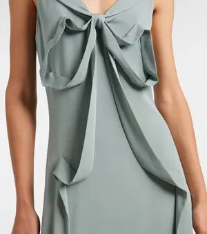 Acne Studios Bow-detail Silk Midi Dress In Sage