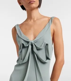 Acne Studios Bow-detail Silk Midi Dress In Sage