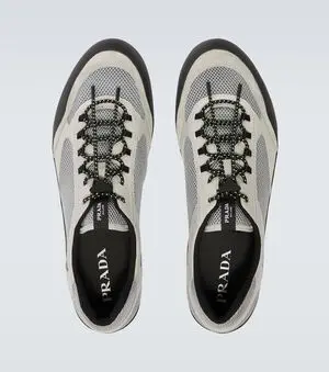 Prada Speedrock Leather-trimmed Sneakers - Grey