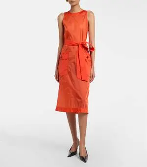 Saint Laurent Belted Midi Dress - Orange