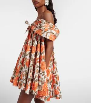 Chloé Floral Pleated Cotton Poplin Minidress
